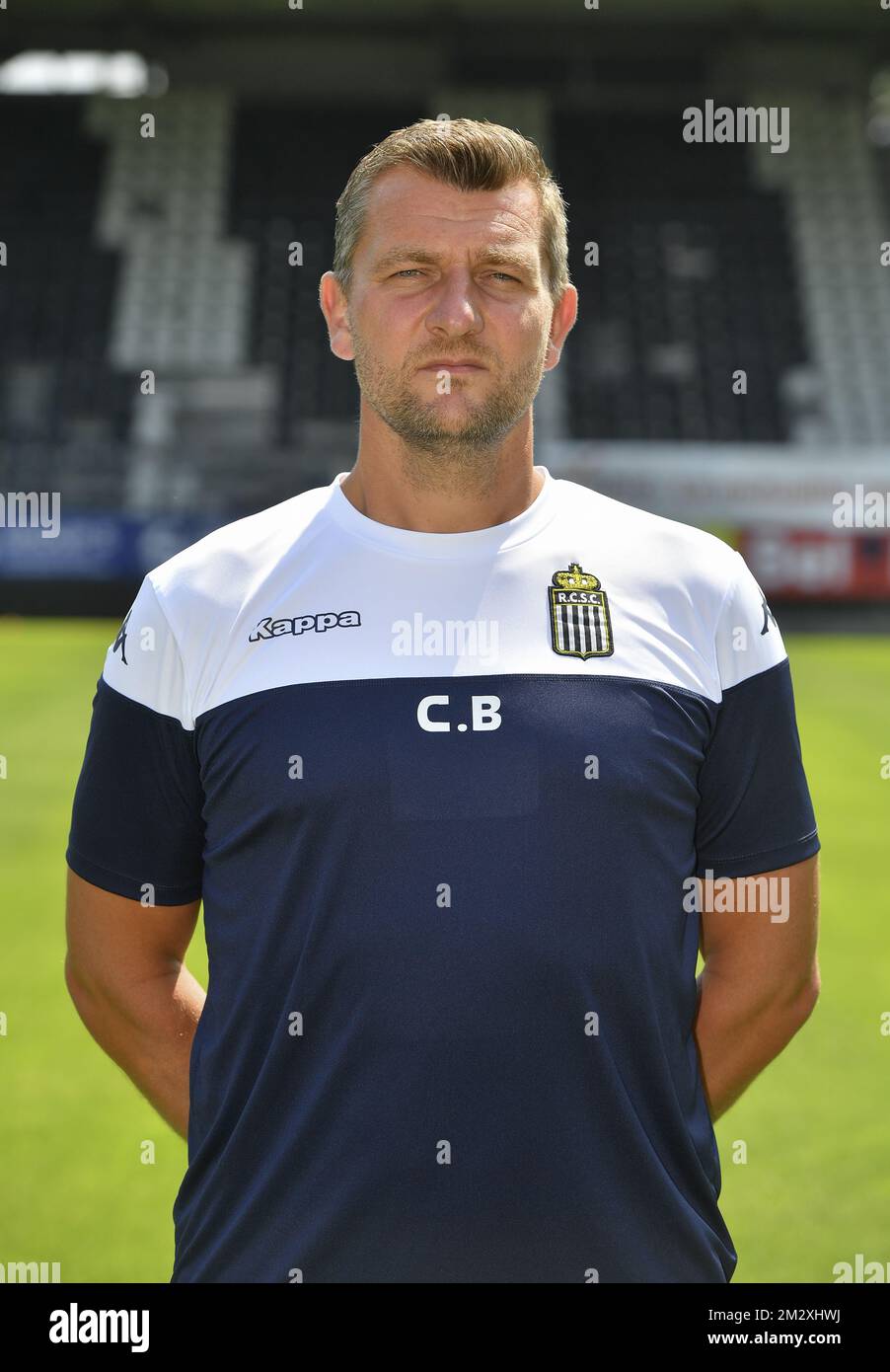 Charleroi's goalkeeper coach Cedric Berthelin poses for photographer ... Charleroi's goalkeeper coach Cedric Berthelin poses for photographer ...