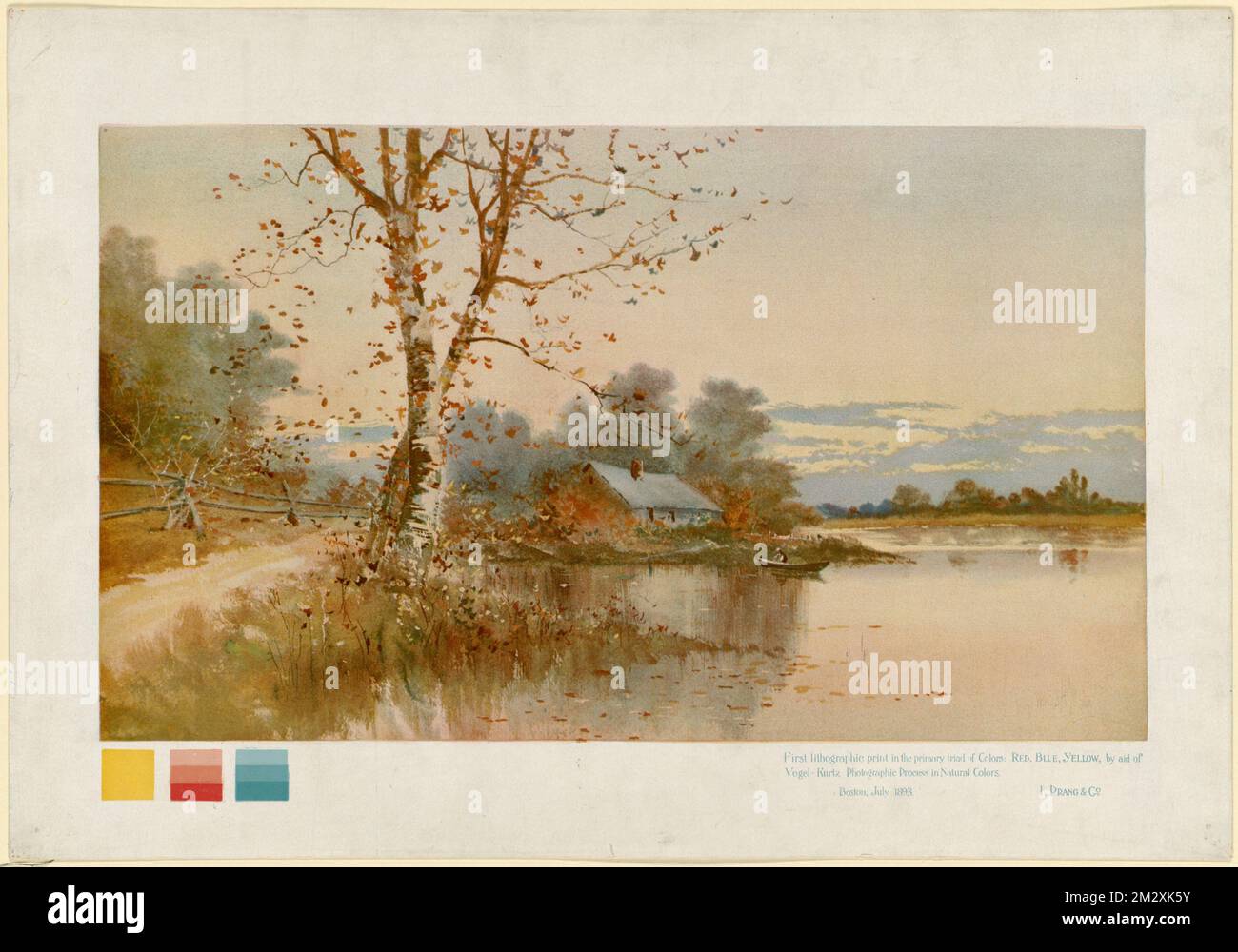 First lithographic print in the primary triad of colors: Red, blue ...