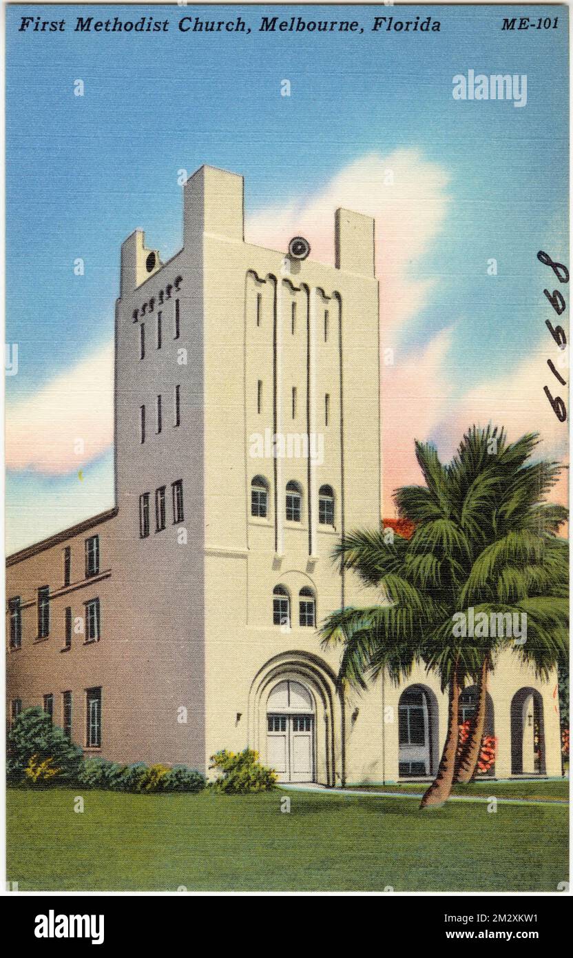 First Methodist Church, Melbourne, Florida , Churches, Tichnor Brothers Collection, postcards of ...