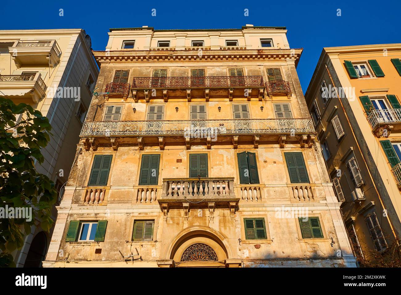 Dawn, morning light, wide angle shot, historical building from diagonal ...