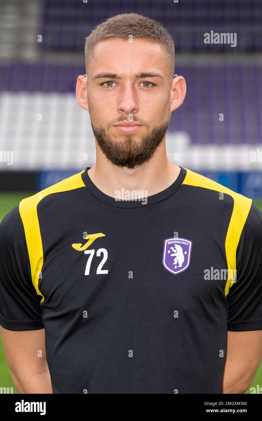 Beerschot's goalkeeper Antoine Lejoly poses for the photographer at the ...
