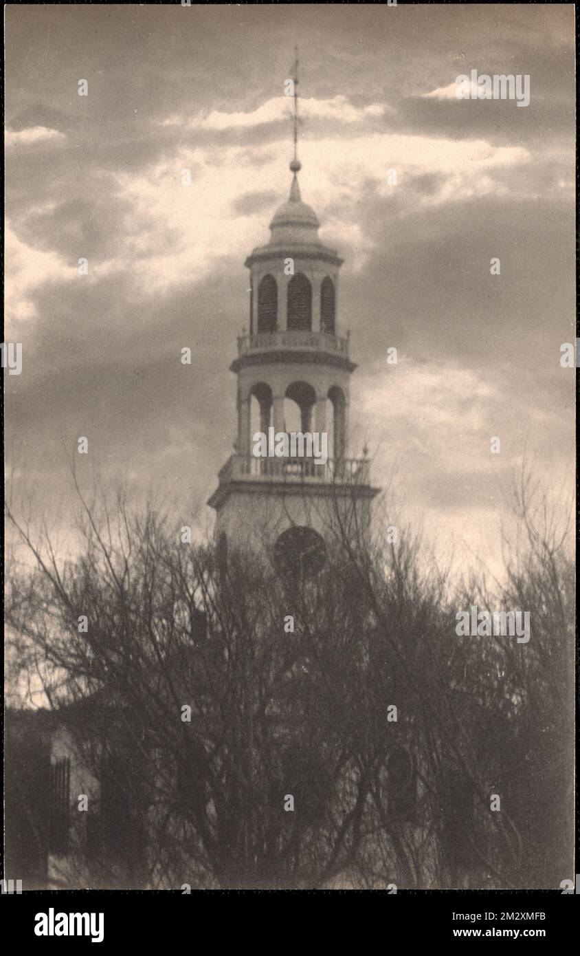 First Parish Church tower , Churches, Trees. Wayland Free Public ...