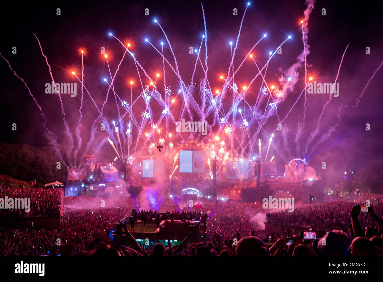 Fireworks at mainstage pictured during dj set of DJ Tiesto at the first ...