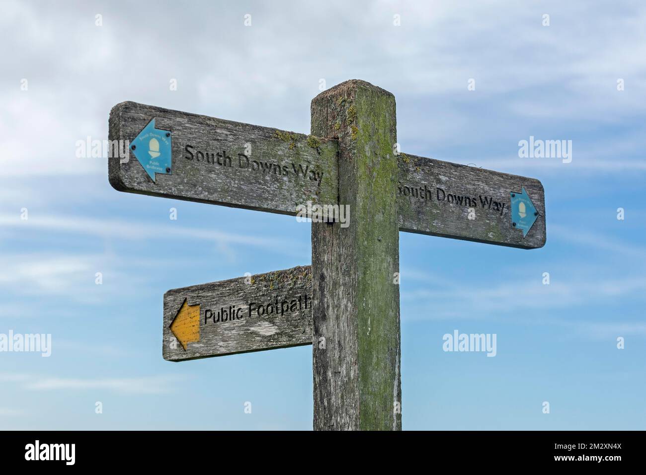 Signpost, South Downs Way near Brighton, West Sussex, England, United ...