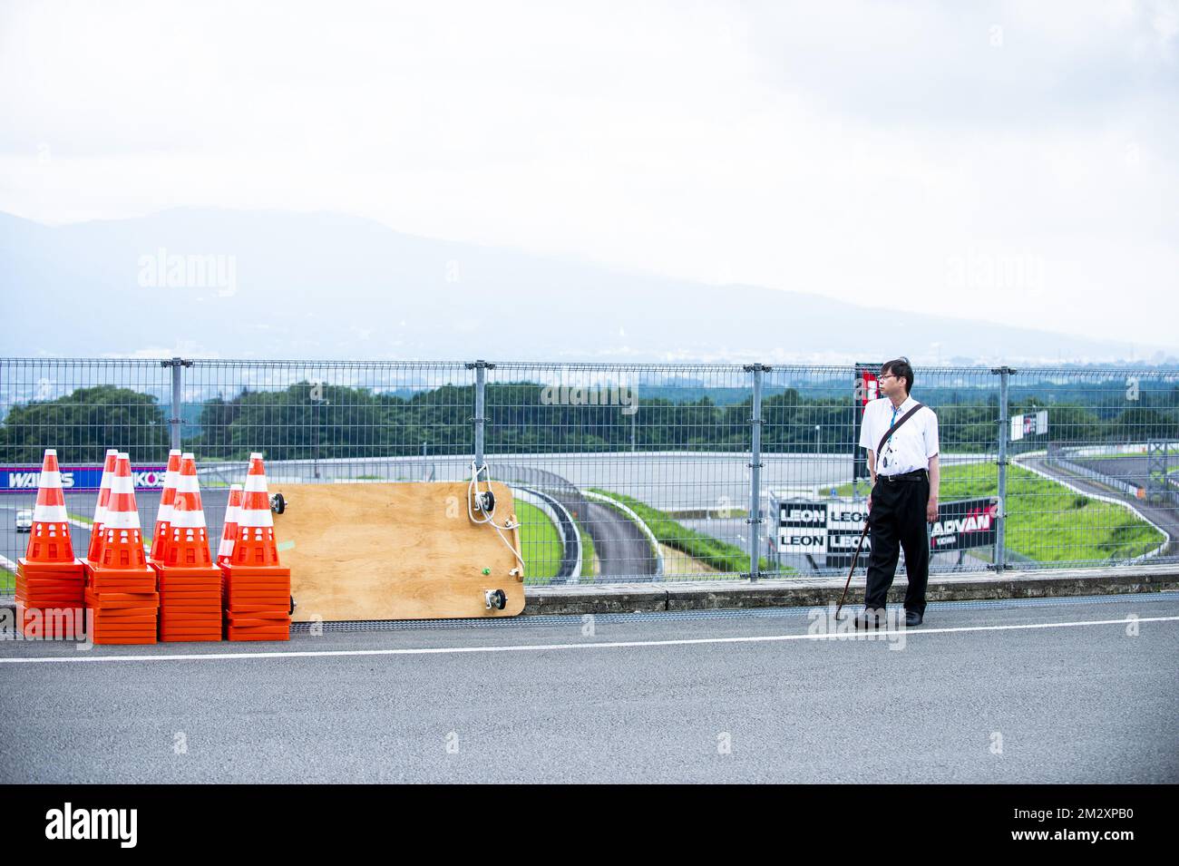 Illustration picture shows the fences around the racing track at the ...