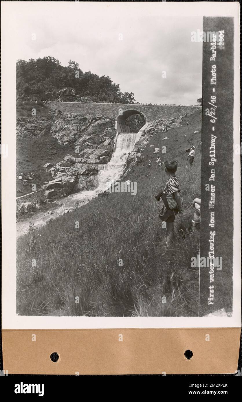 First water flowing down Winsor Dam Spillway, Quabbin Reservoir, Mass ...