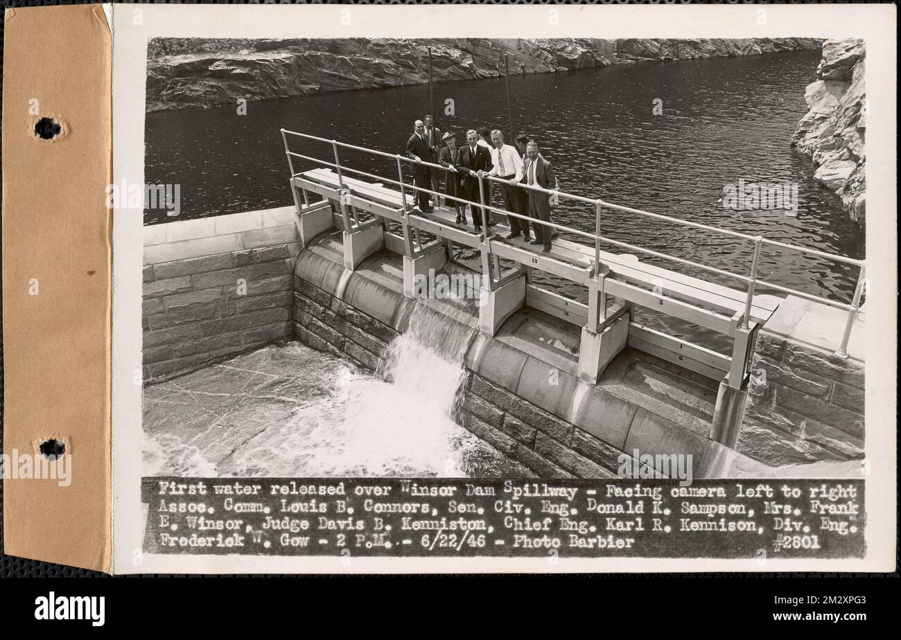 First water released over Winsor Dam Spillway - facing camera, L to R ...