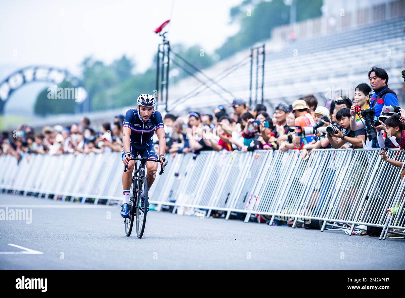 Third placed French Nans Peters of AG2R La Mondiale crosses the finish ...