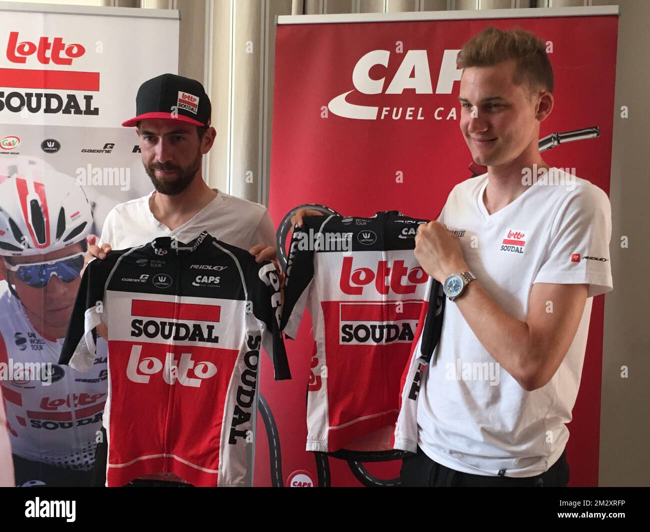 Belgian Thomas De Gendt of Lotto Soudal and Belgian Tim Wellens of ...