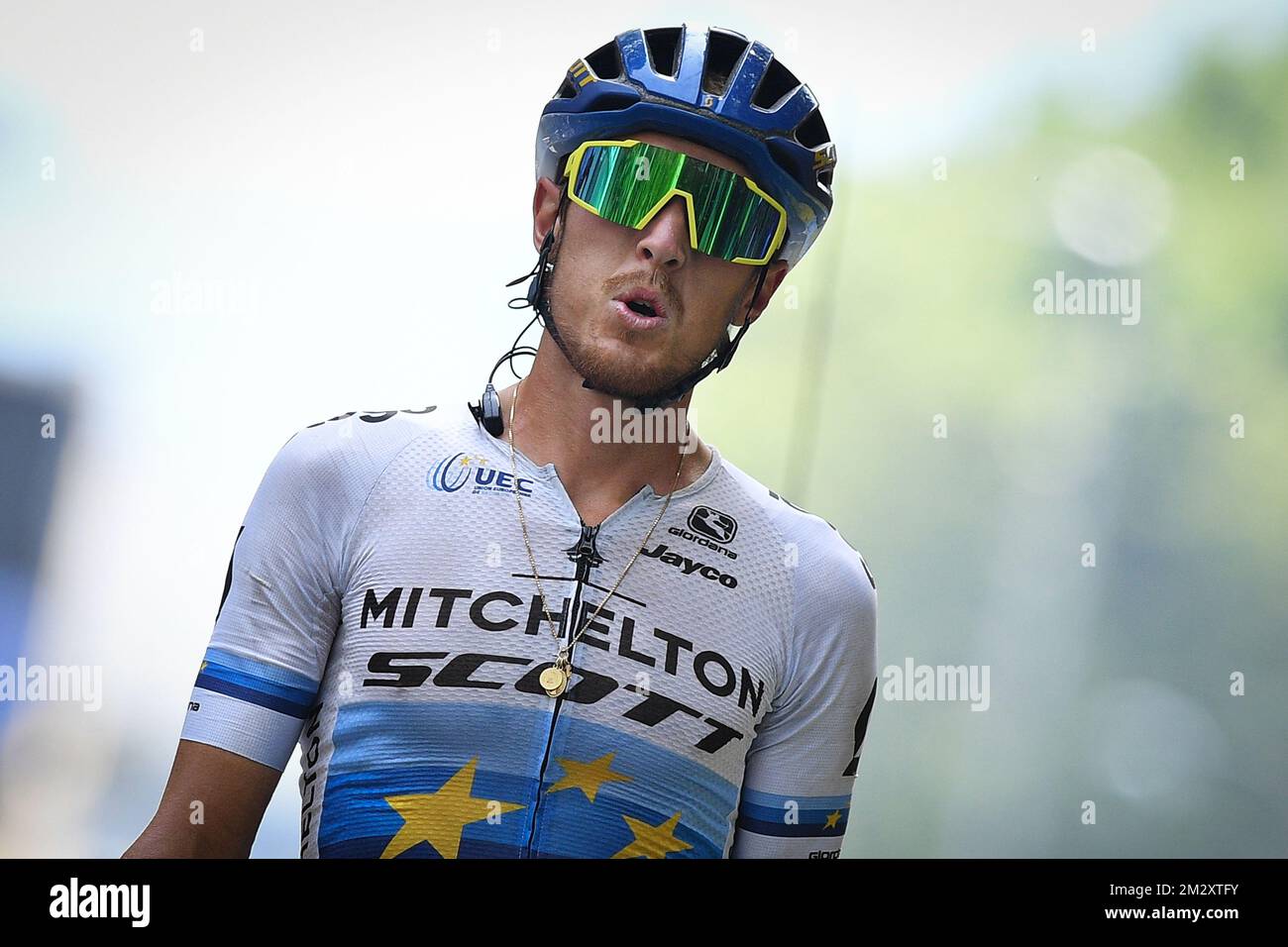 Italian Matteo Trentin of Mitchelton - Scott celebrates as he crosses ...