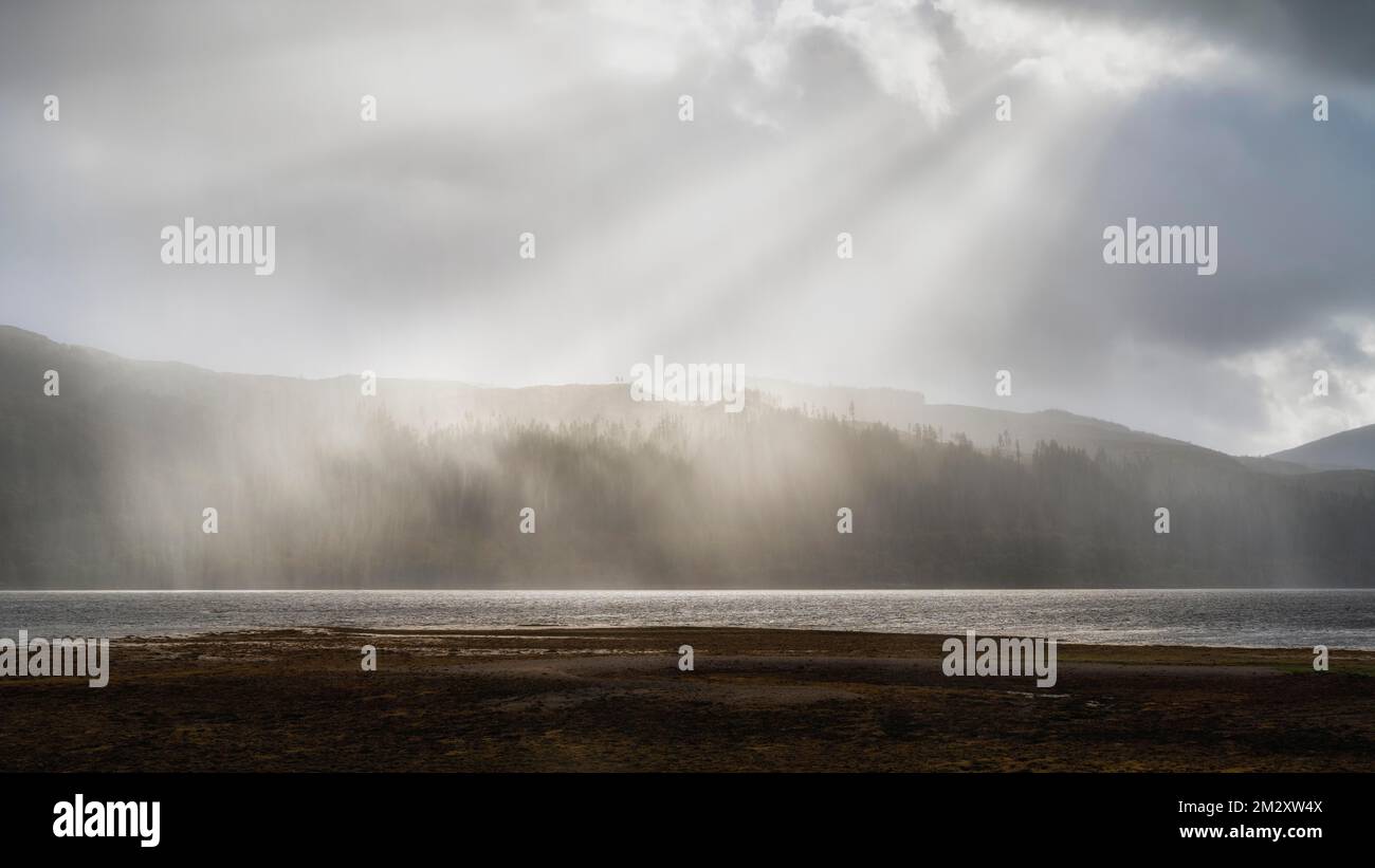 Rainy weather and sunshine in the Highlands, Scotland, Great Britain ...