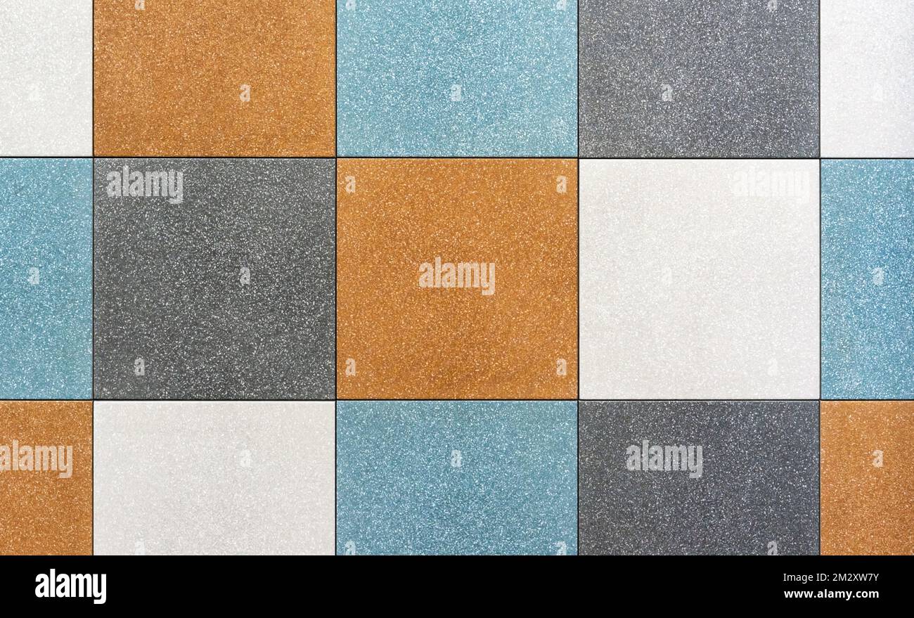 Multi-colored square ceramic tiles for the floor of the kitchen or ...
