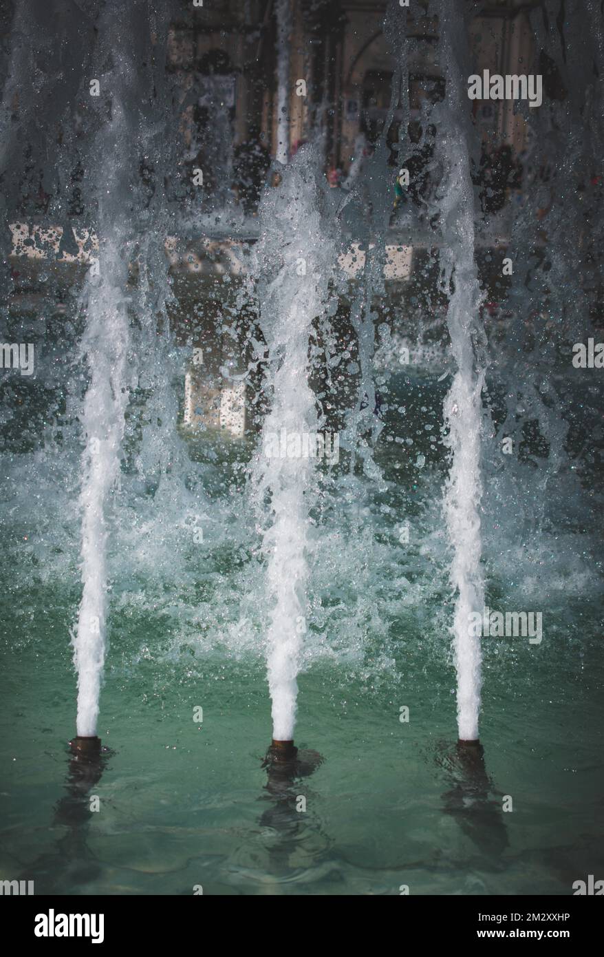 The fountains gushing sparkling water in a pool in a park Stock Photo ...