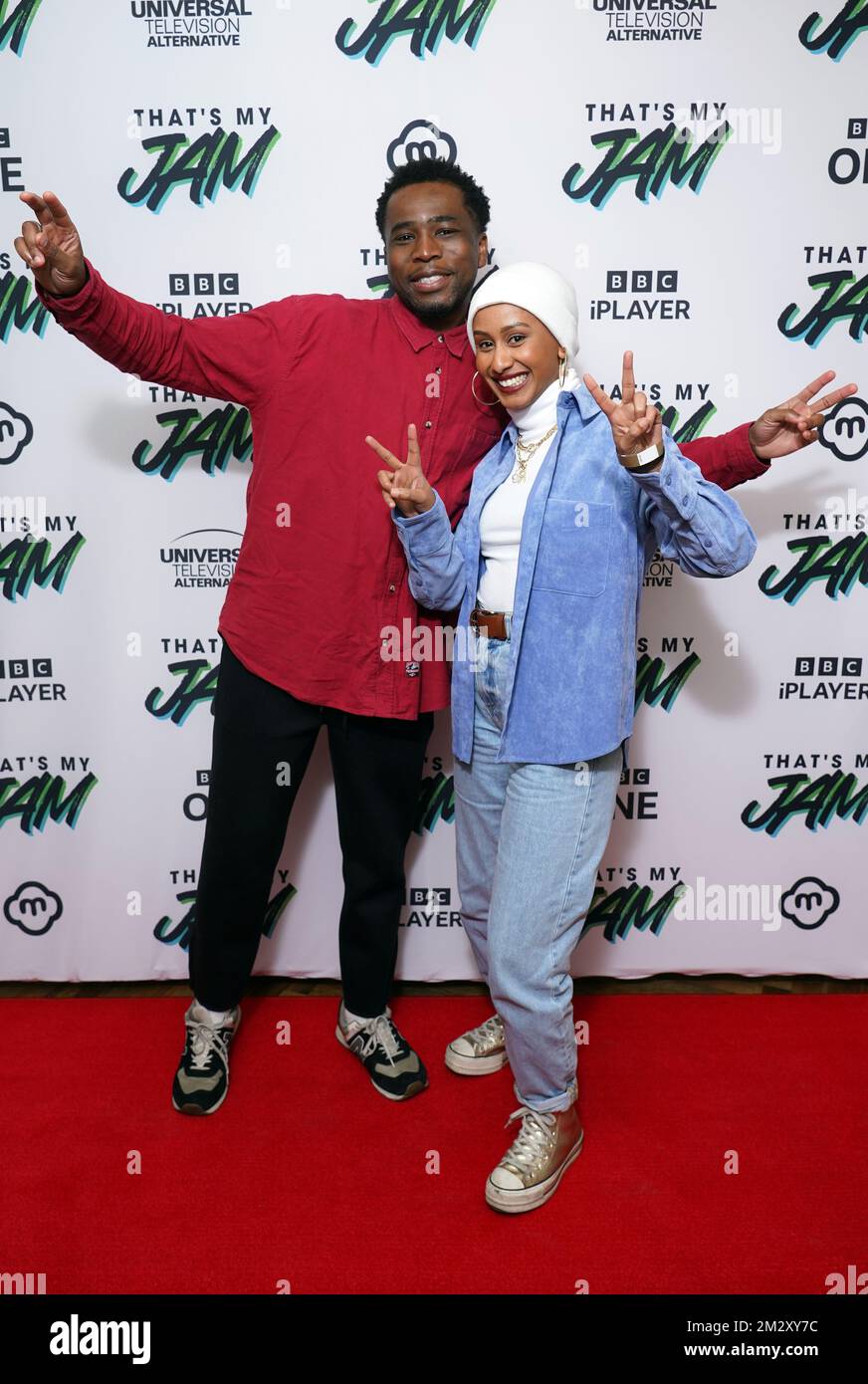 Michael Odewale and Ola Labib attend the That's My Jam photo call at ...