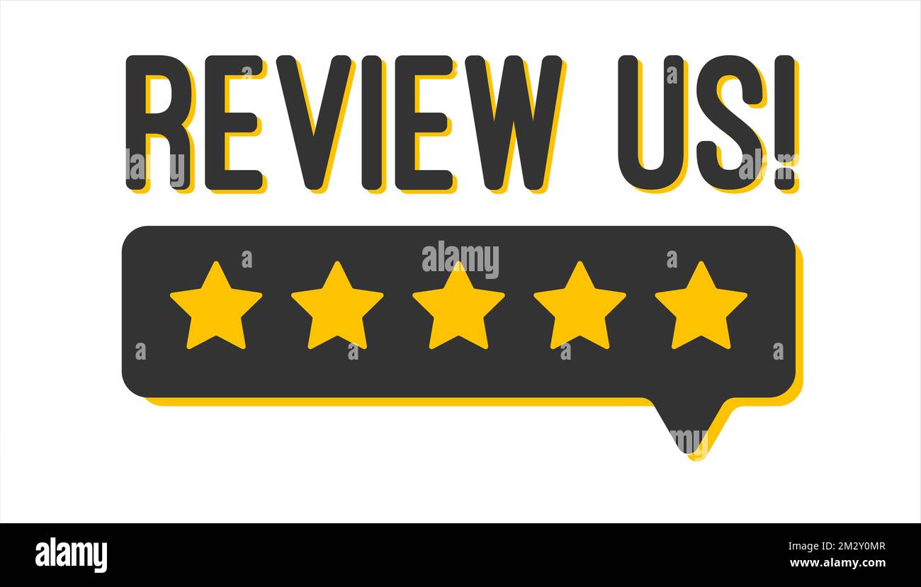 Review us! User rating concept. Review and rate us stars. Business ...