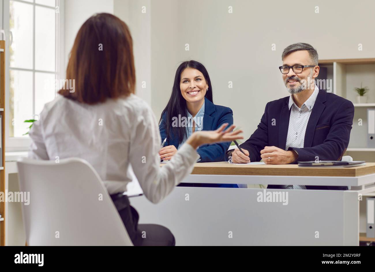 Girl interview desk hi-res stock photography and images - Alamy