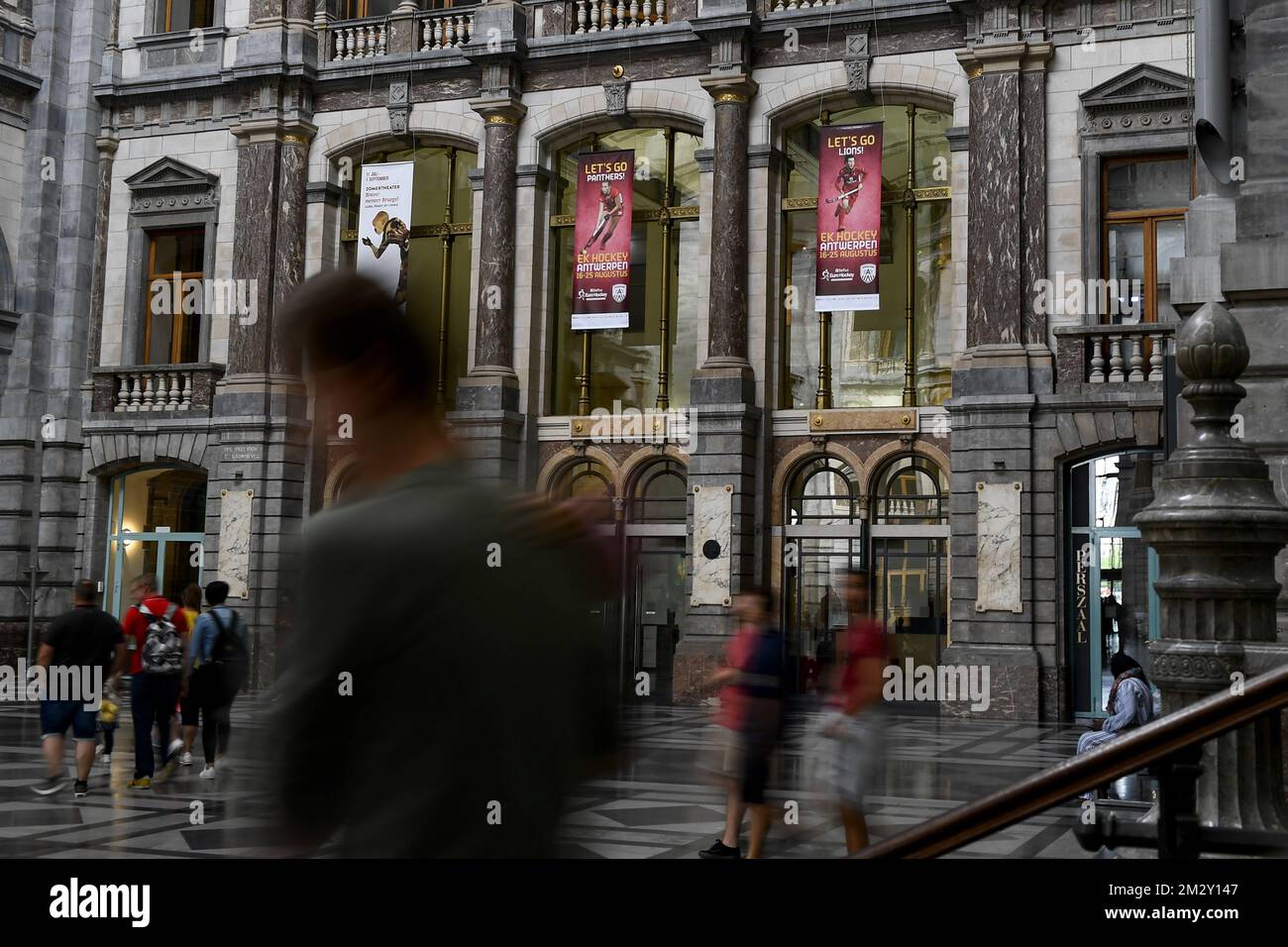 Illustration picture shows promotional banners announcing the ...
