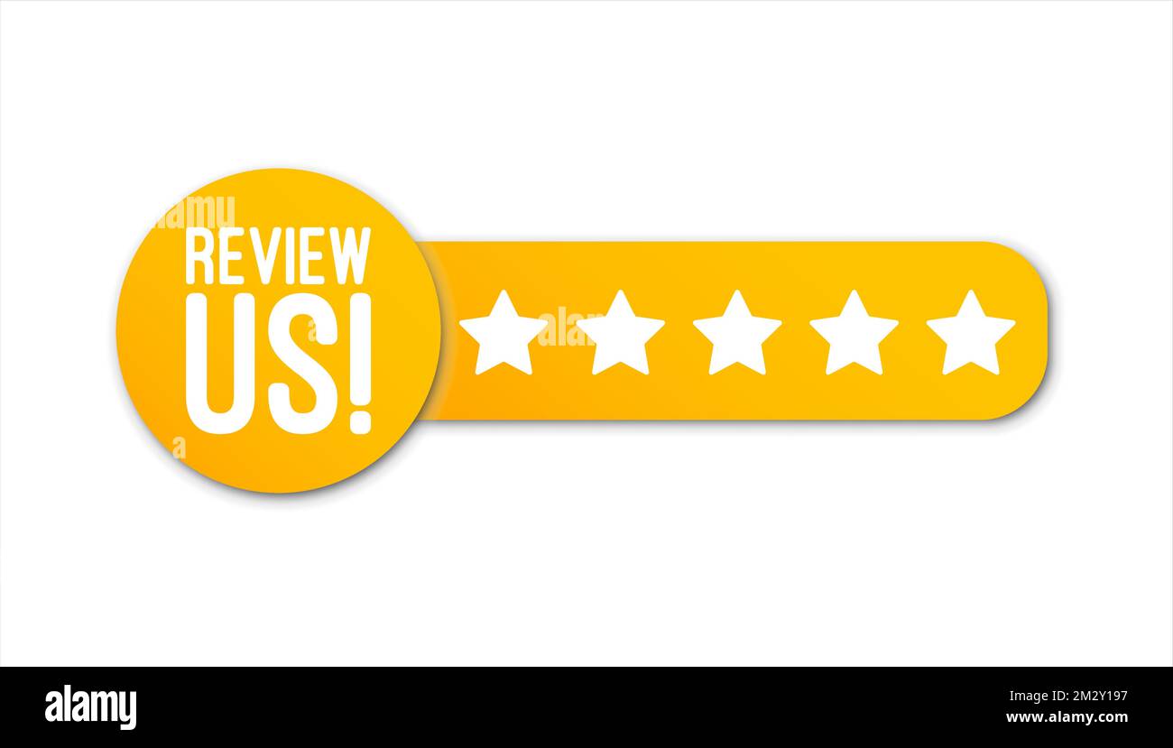 Review us! User rating concept. Review and rate us stars. Business ...