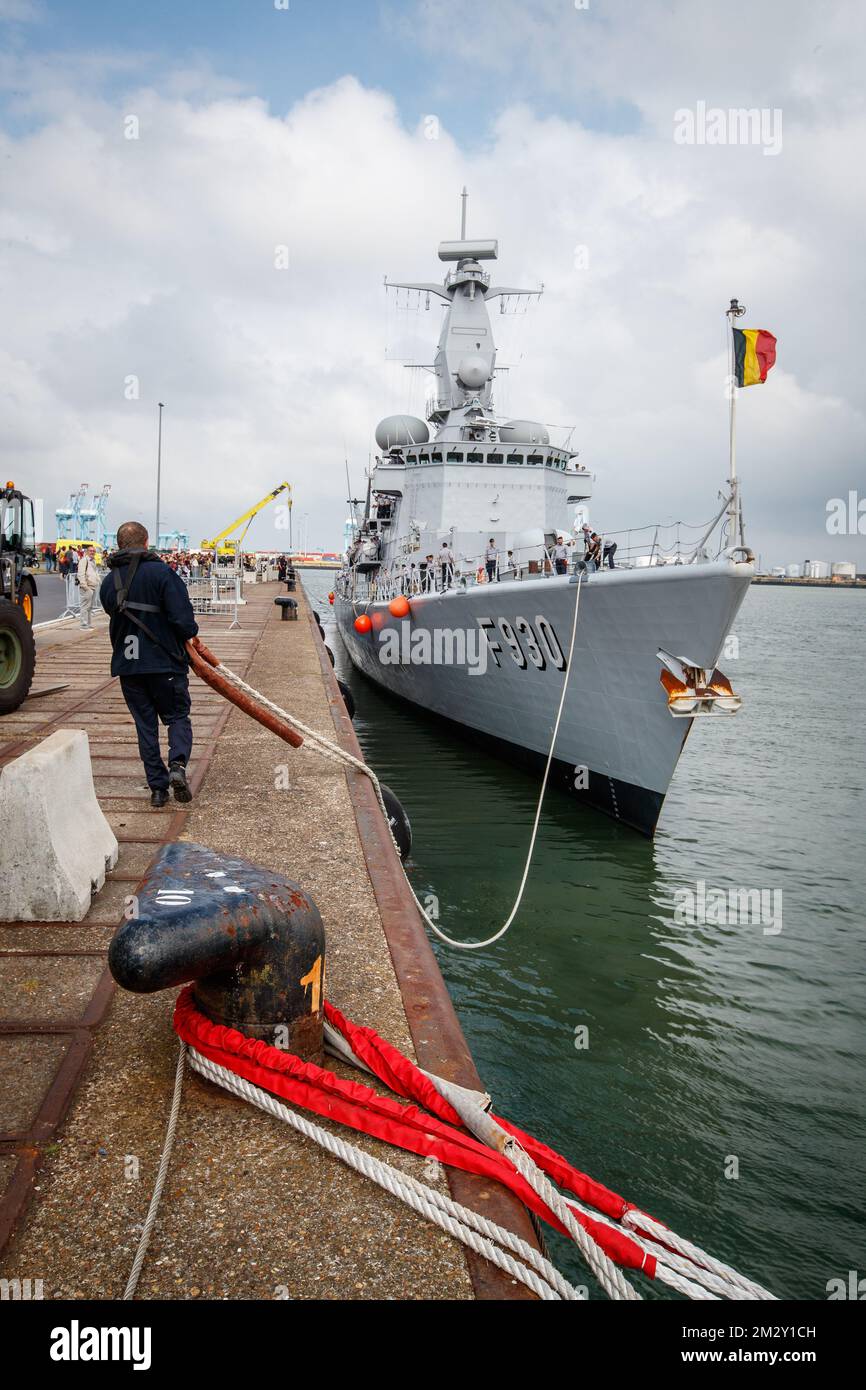 Illustration picture shows Frigate Leopold I during a press conference ...