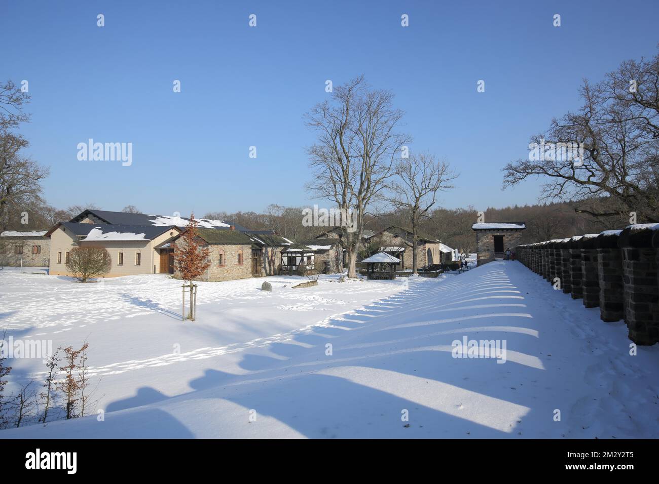 Inner courtyard with buildings, ramparts and walls of the UNESCO Roman ...