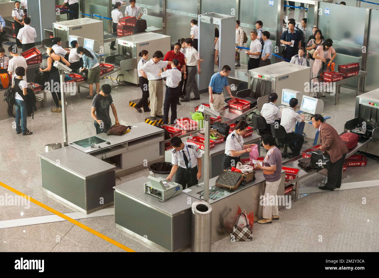 Hand luggage / passenger X - ray security control after check-in – at Beijing Capital ...