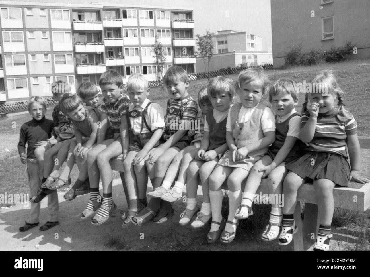 Children's playground in the Dortmund district of Scharnhorst on 4. 4 ...