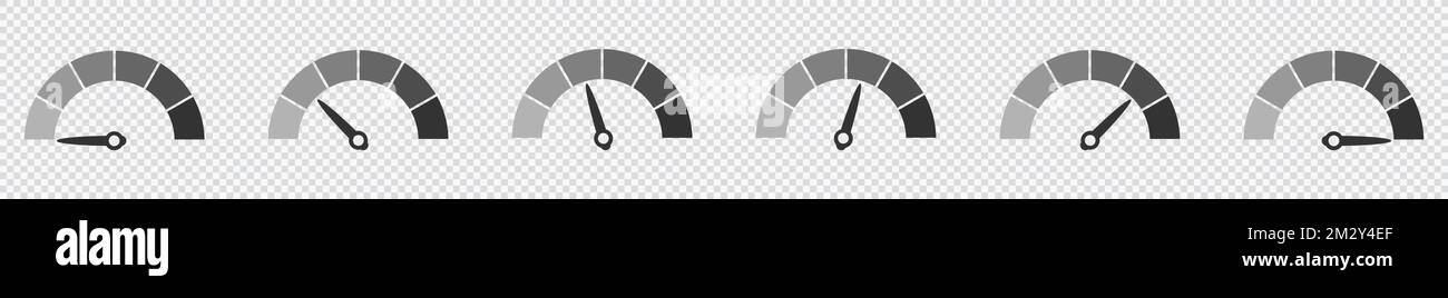 The measuring device icons set. Sign tachometer, speedometer ...