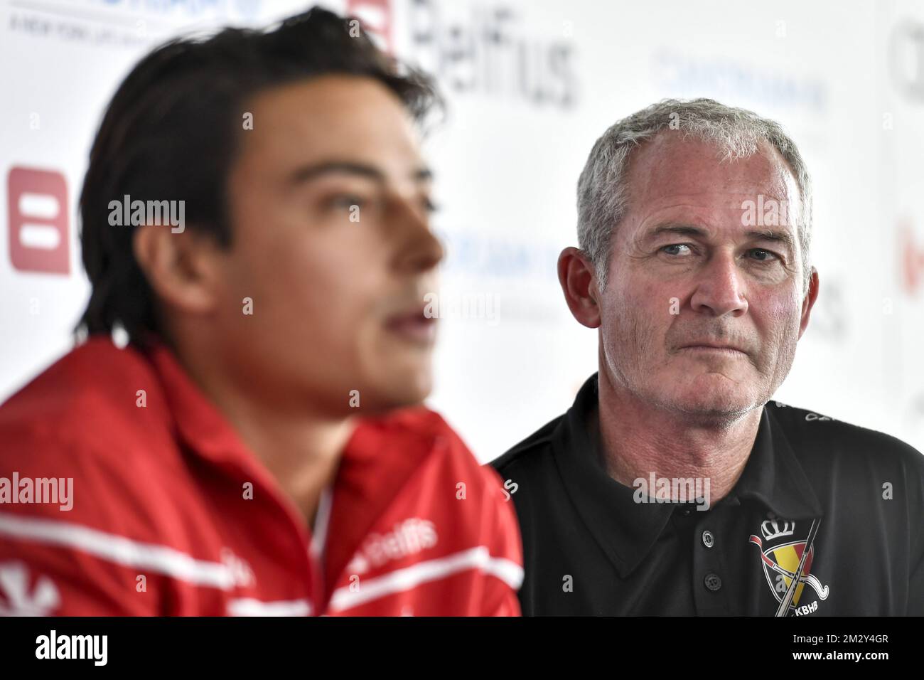 Belgium's captain Thomas Briels and Belgium's head coach Shane McLeod ...