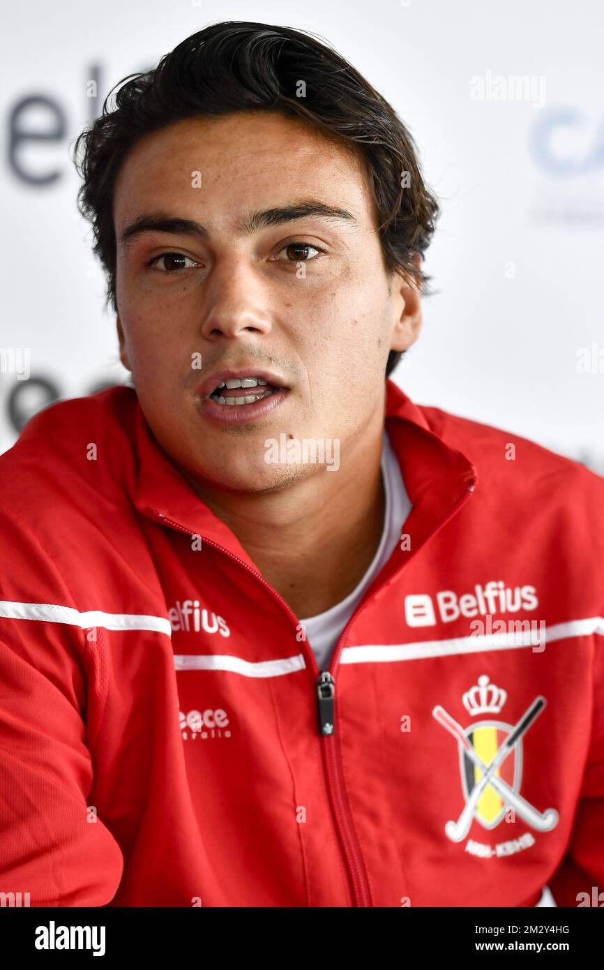 Belgium's captain Thomas Briels pictured during a press conference of ...