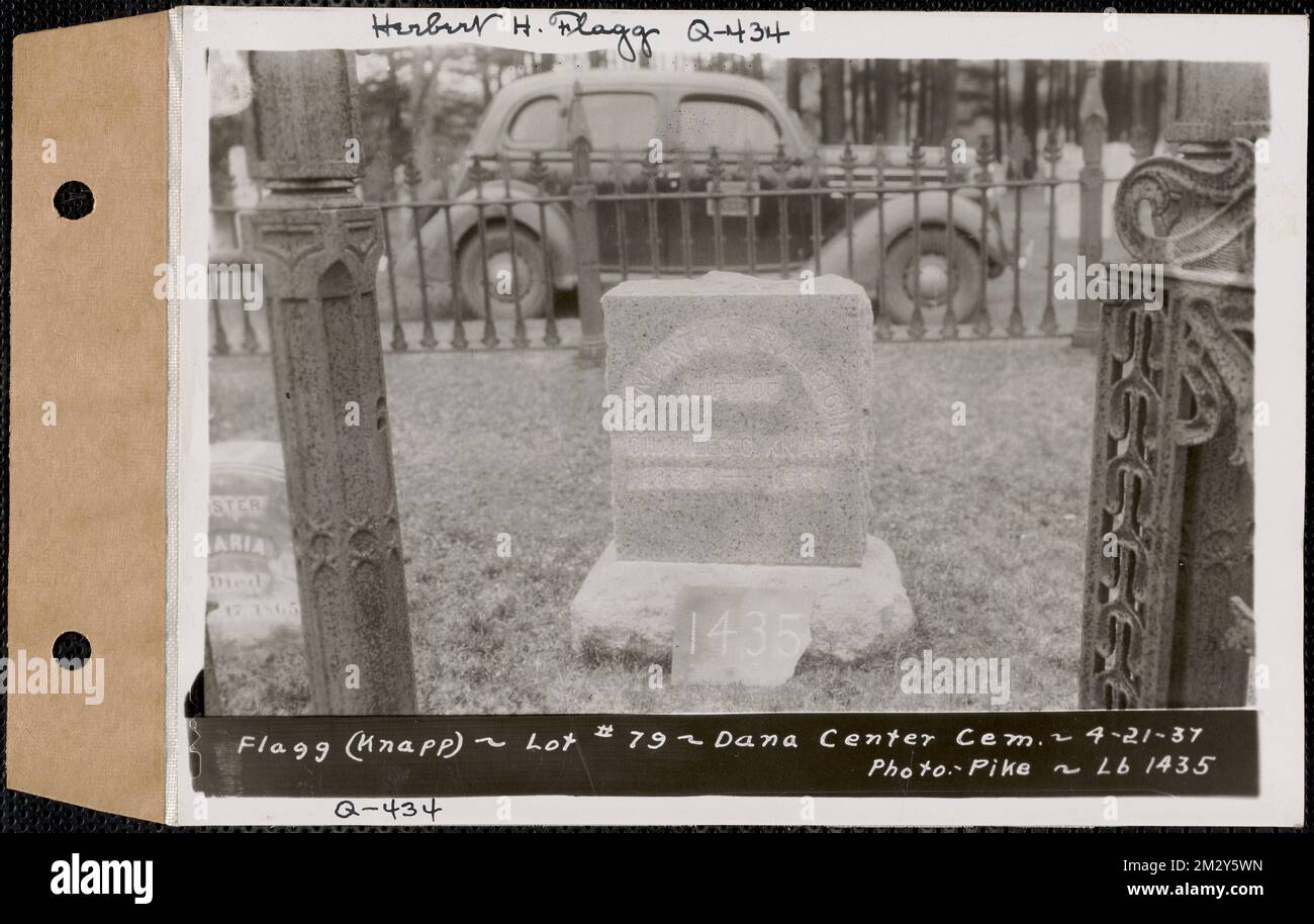 Flagg (Knapp), Dana Center Cemetery, lot 79, Dana, Mass., Apr. 21, 1937 ...