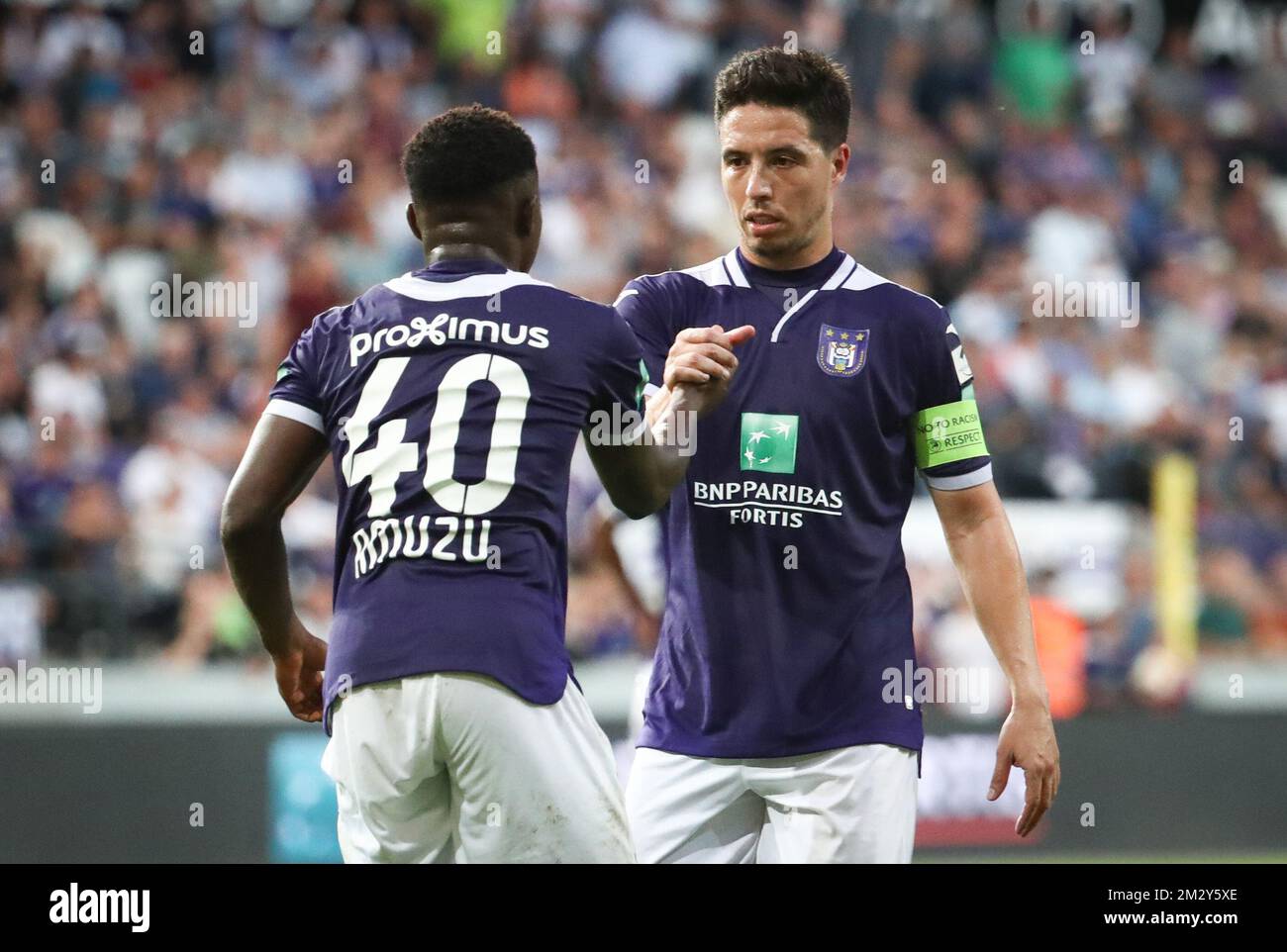 Anderlecht's Francis Amuzu and Anderlecht's Samir Nasri pictured during ...