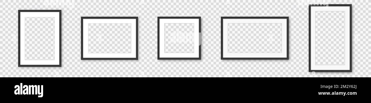 Photo frame. Picture frames set with shadow on transparent background ...