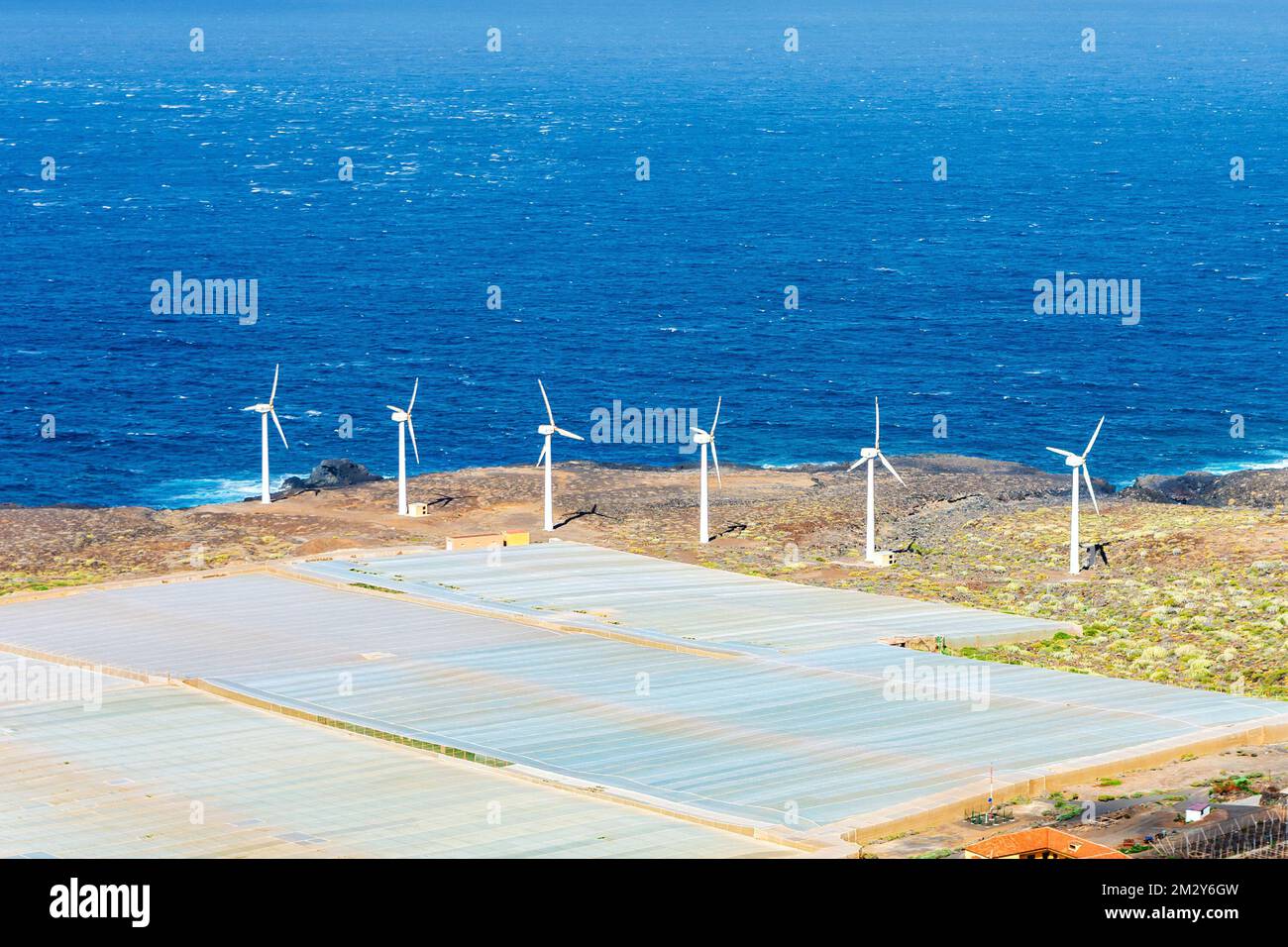 Power Plant Renewable Energy Wind Turbines and Solar Panels Stock Photo ...