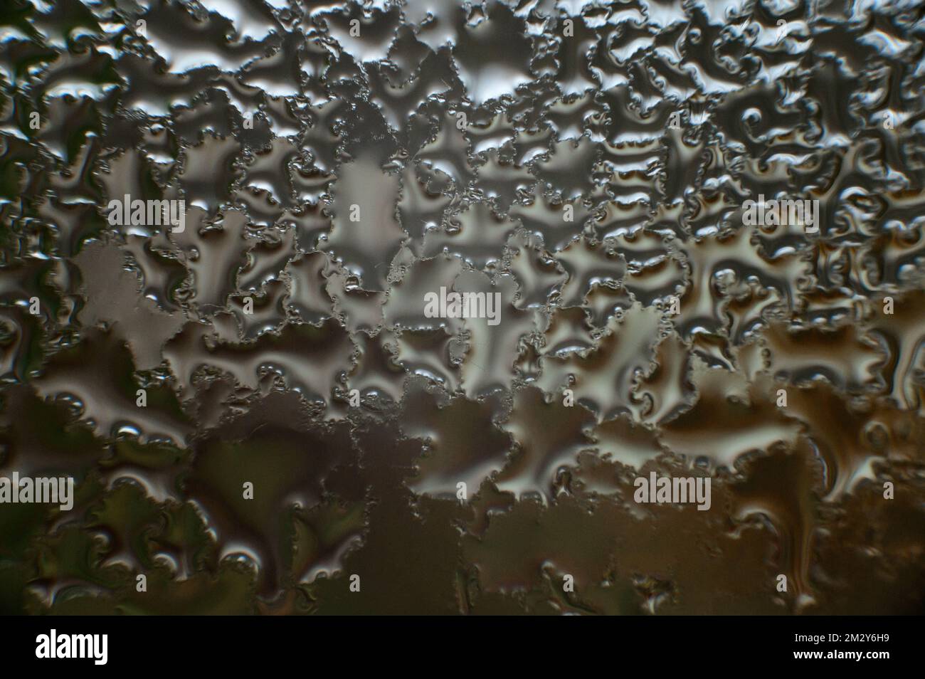 Close-up of condensation with water drops on the glass, texture of ...