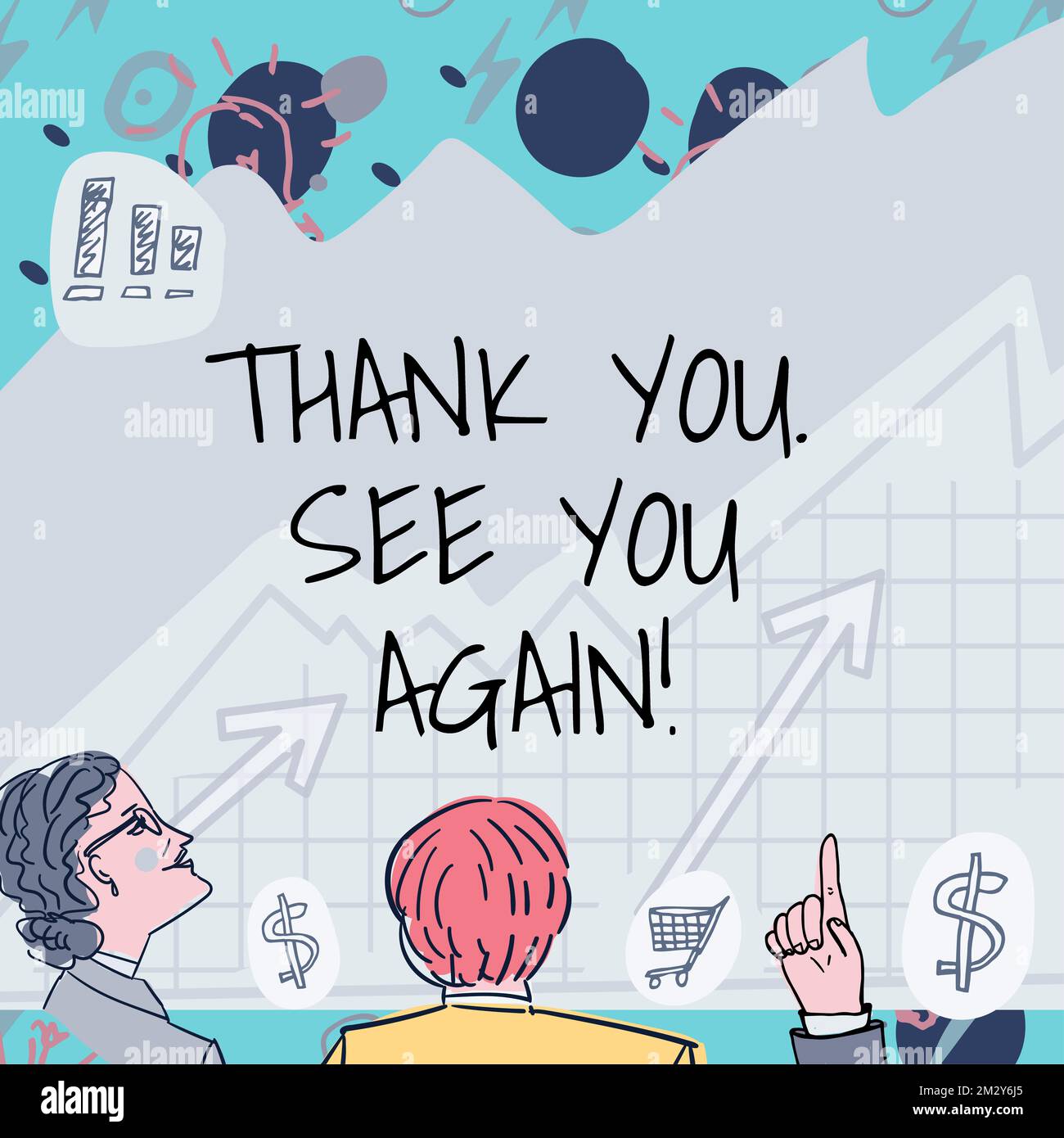 Hand writing sign Thank You. See You Again. Business idea polite ...
