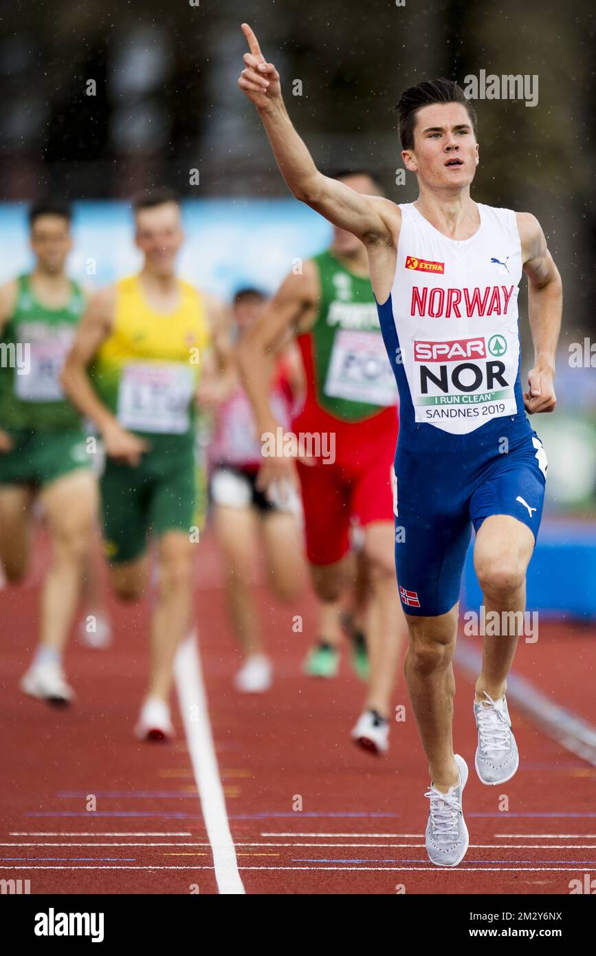 Norwegian Jakob Ingebrigtsen pictured in action during the 1500m race ...
