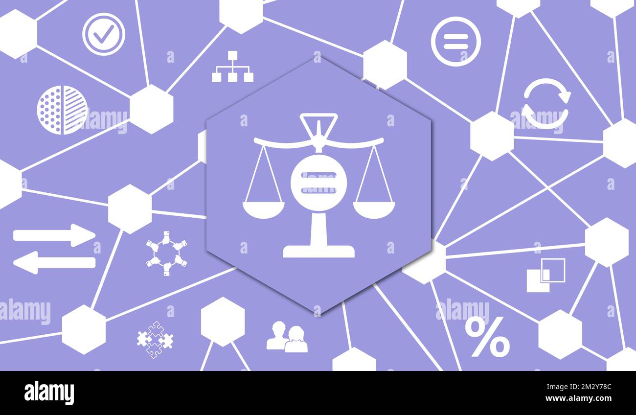 Concept of equality with connected icons Stock Photo - Alamy