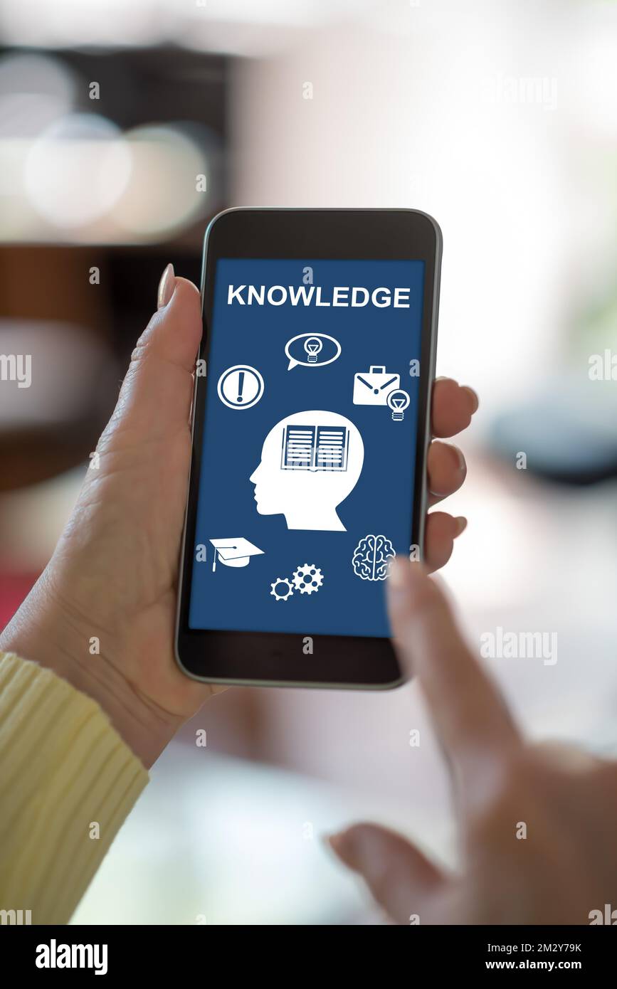 Smartphone screen displaying a knowledge concept Stock Photo - Alamy