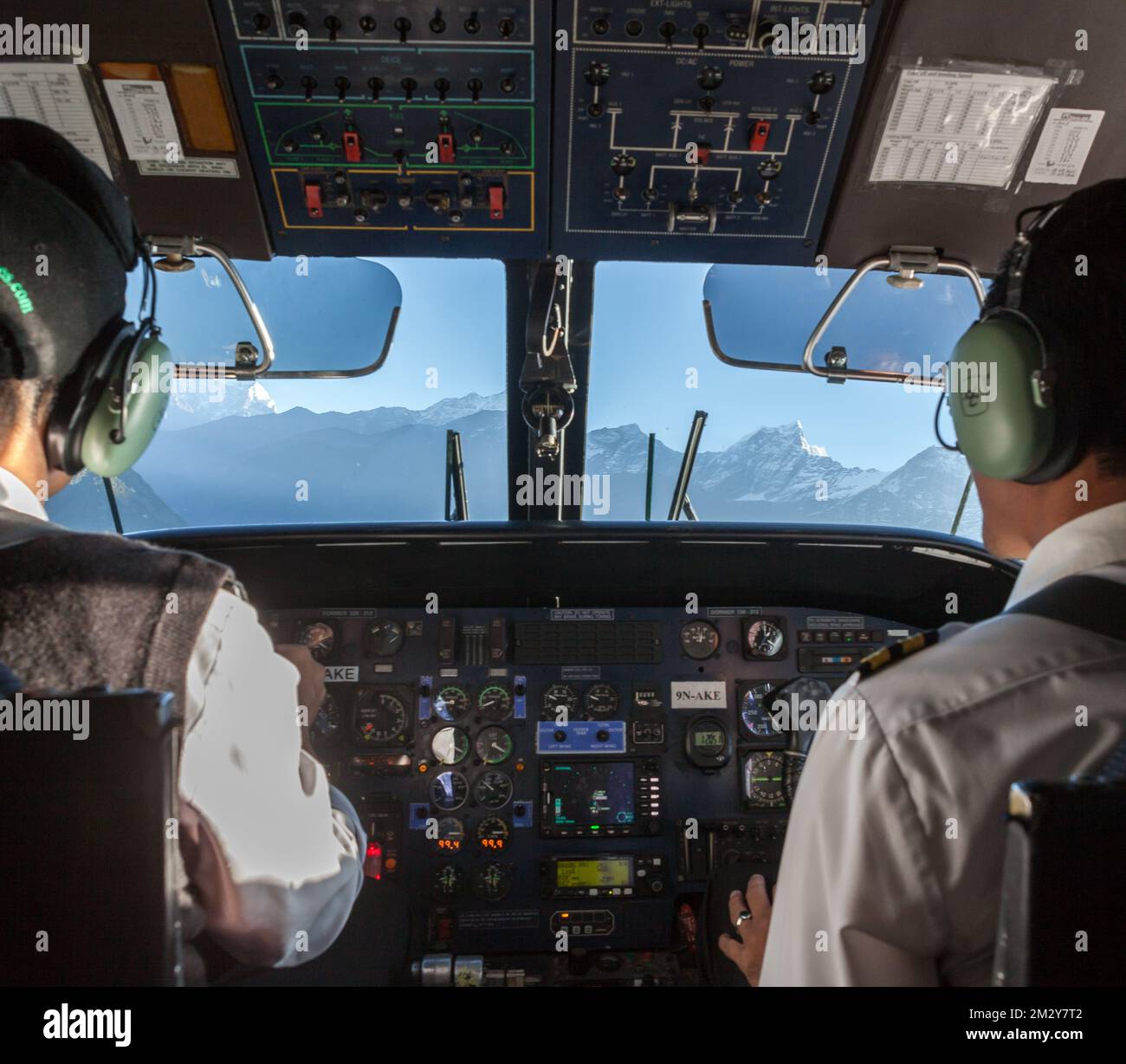 KATHMANDU/NEPAL - OCTOBER 18, 2015: Airplane cockpit of a small ...
