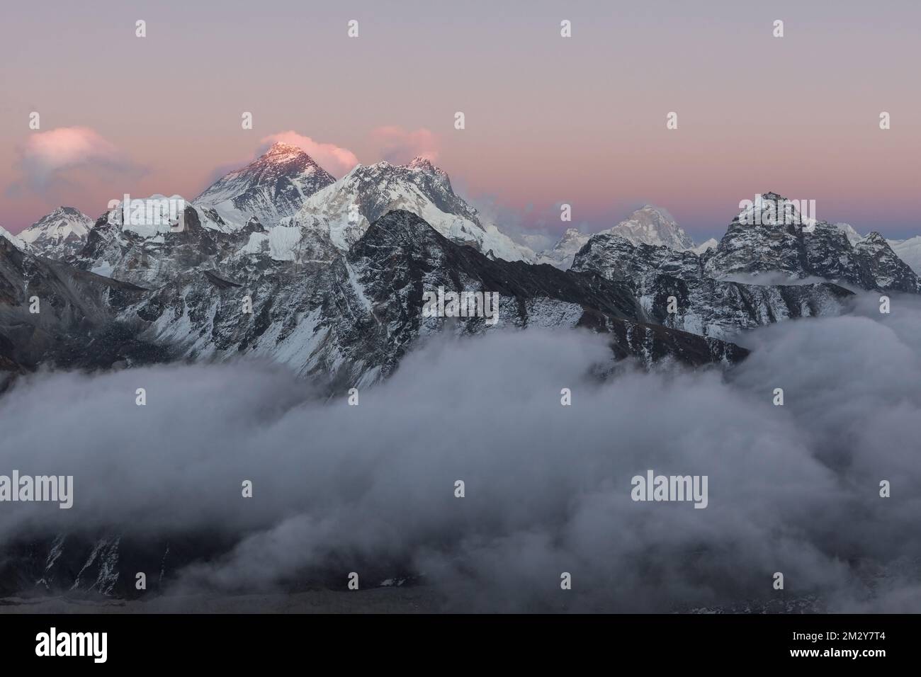 Mount Everest view from Gokyo Ri. Picturesque mountain landscape and ...