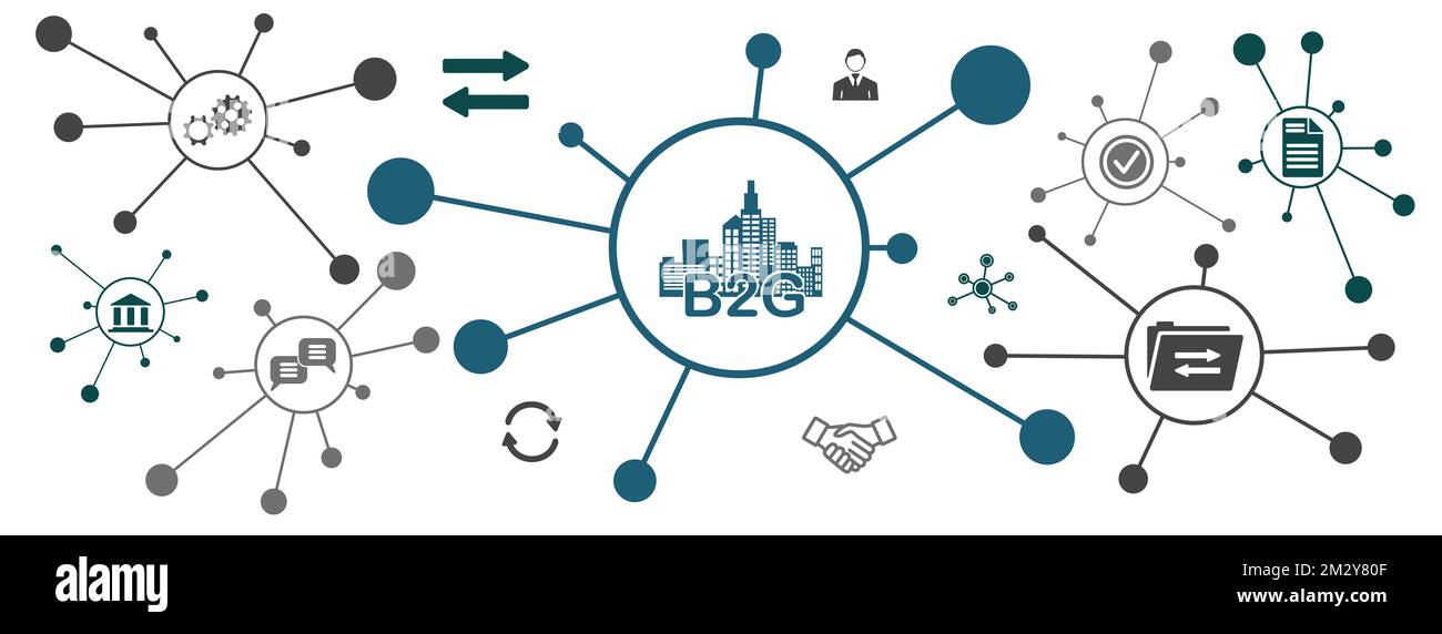 Concept of b2g with connected icons Stock Photo - Alamy
