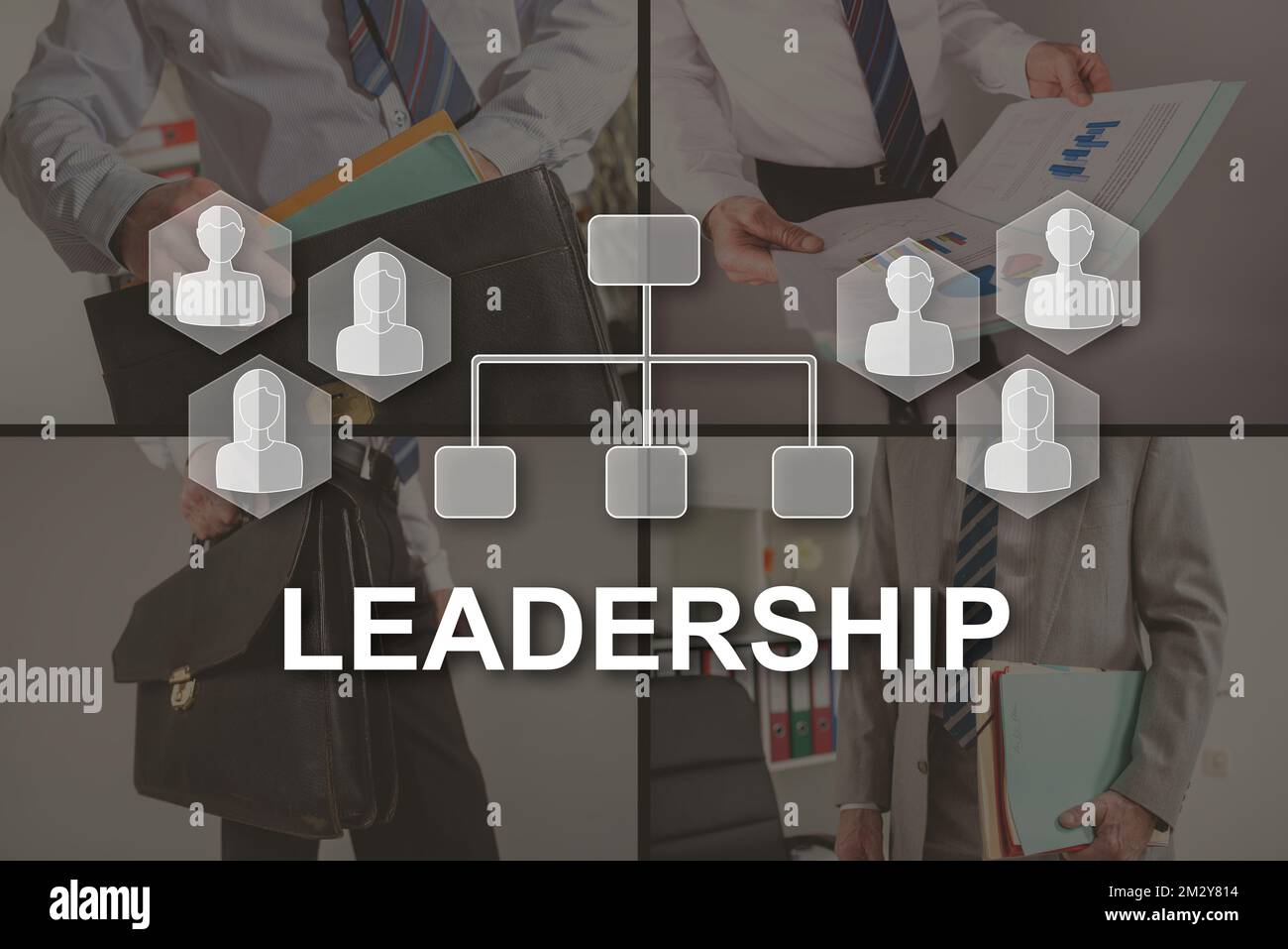 Leadership concept illustrated by pictures on background Stock Photo ...