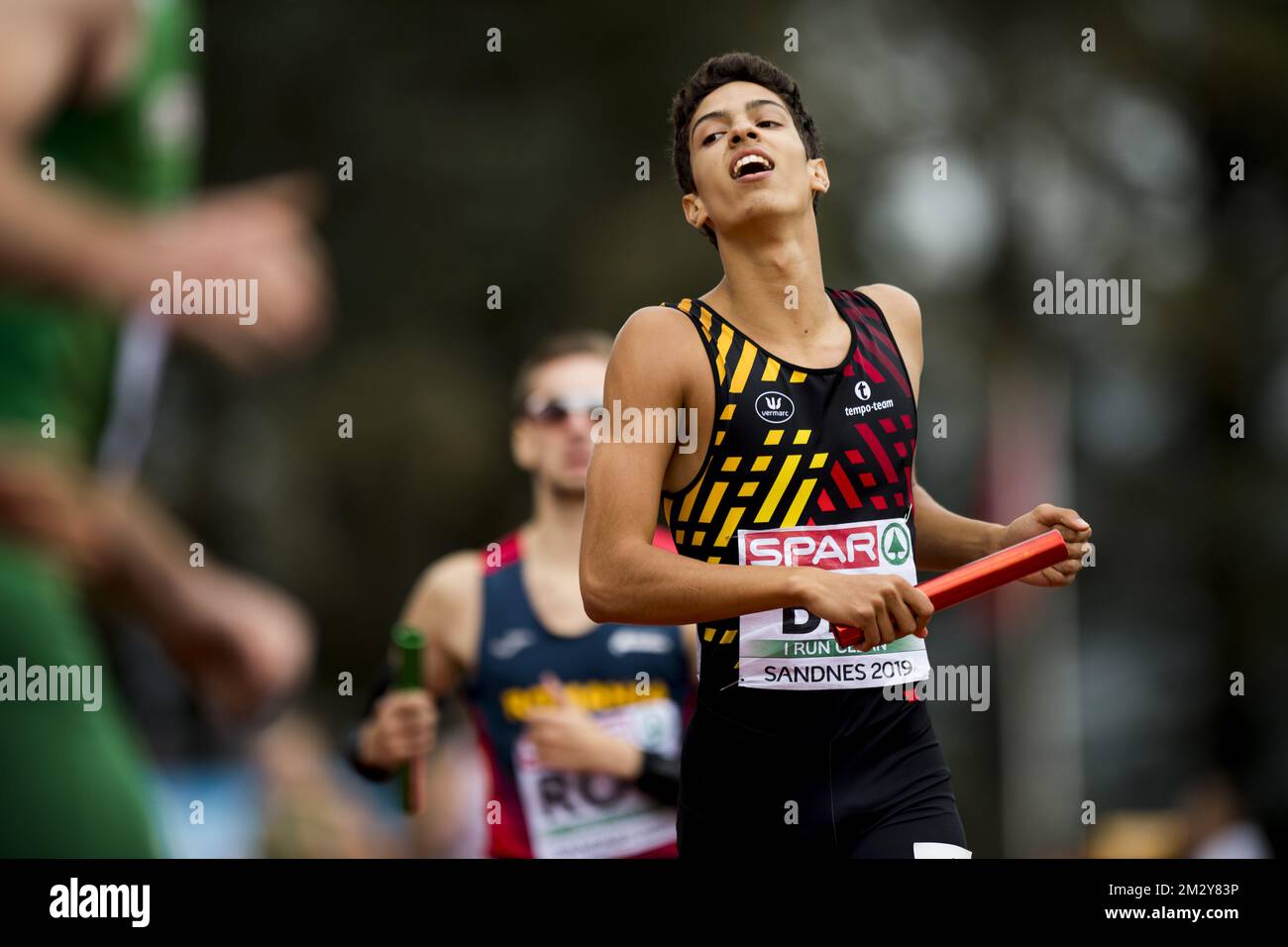 Belgian Jonathan Sacoor pictured in action during the men's 4x400m ...