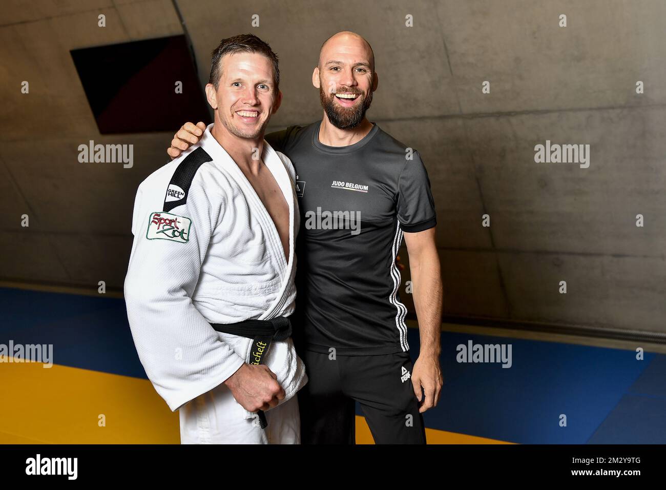 Belgian Dirk Van Tichelt and Judo coach Mark van der Ham pictured ...