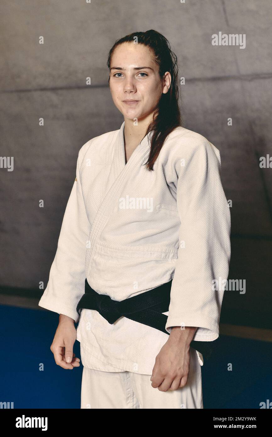 Amber Ryheul poses for the photographer after a training session of ...