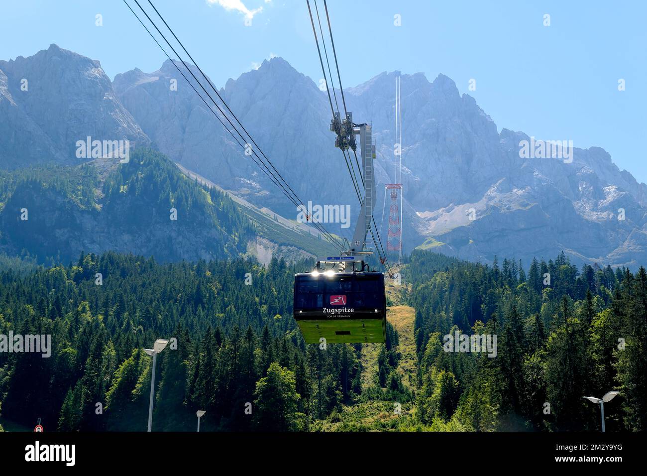 New cable car to the Zugspitze from the Eibsee lake, Grainau, Bavaria ...