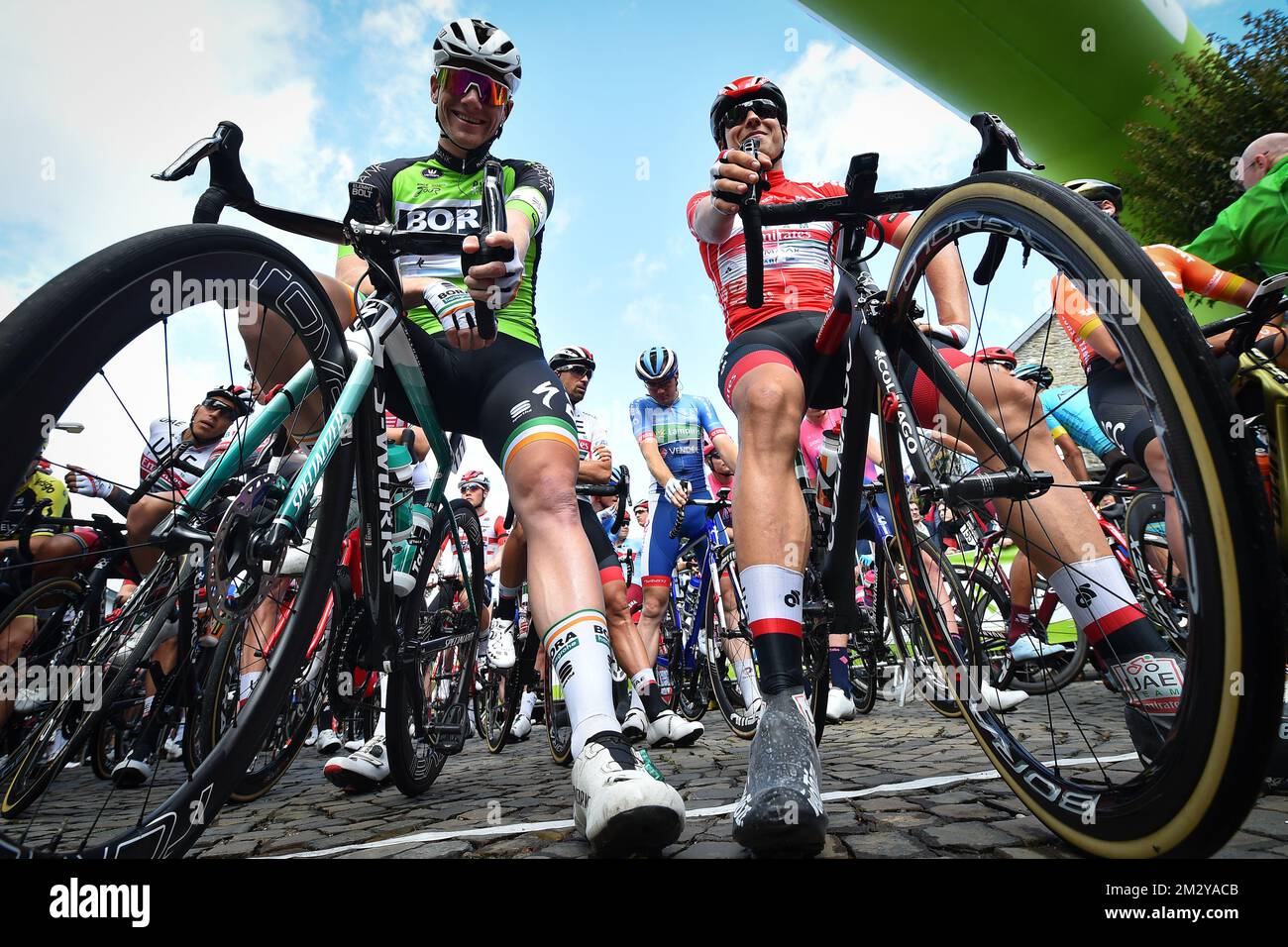 Irish Sam Bennett of Bora-Hansgrohe, wearing the green jersey of leader ...
