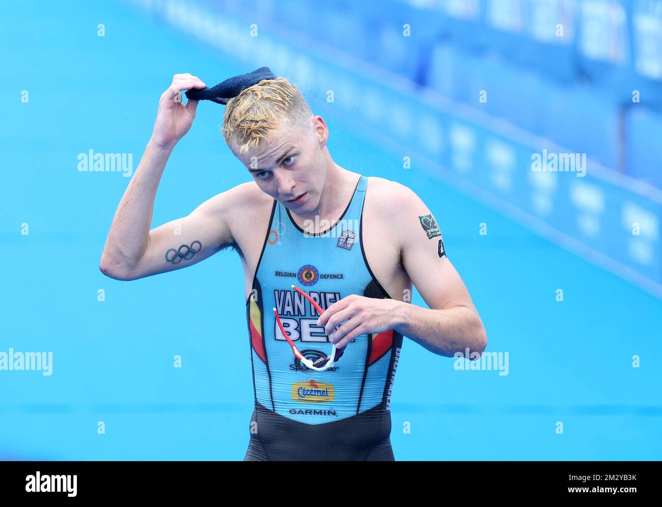 Belgian Marten Van Riel pictured after the men's race of the Tokyo ...
