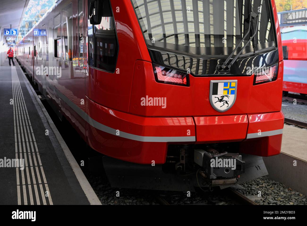 Passenger train RHB Rhaetische Bahn, Switzerland Stock Photo - Alamy