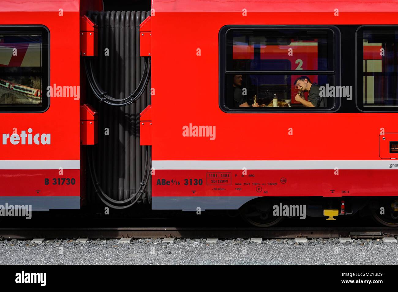 Passenger train RHB Rhaetian Railway, Essen Stock Photo - Alamy